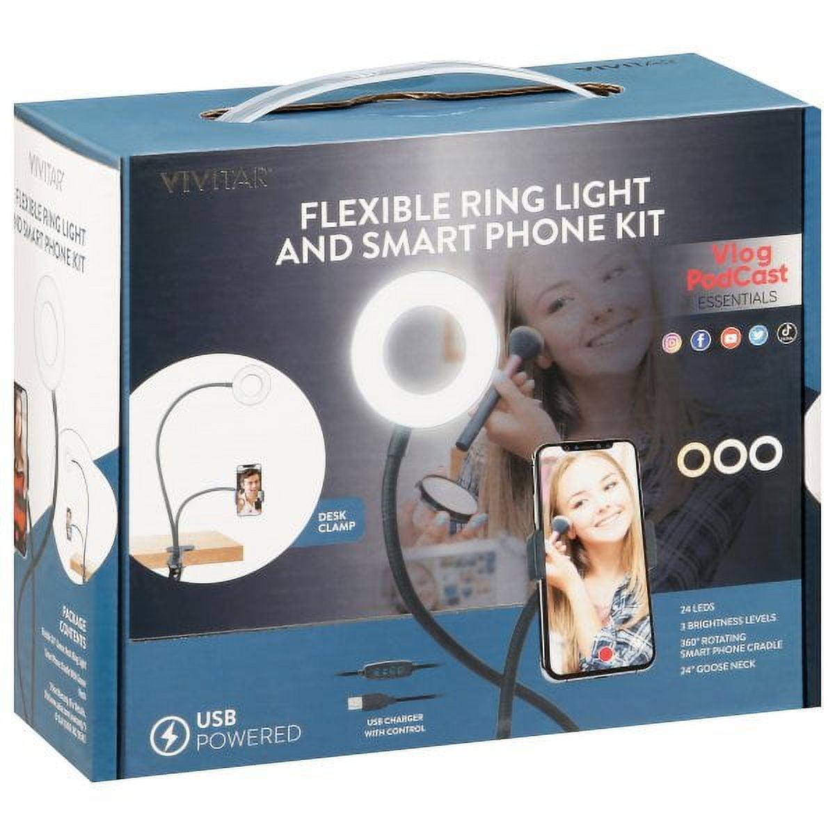 Vivitar Smart Phone Flexible Ring Light Kit VIVPC001-BLK - Walmart.com