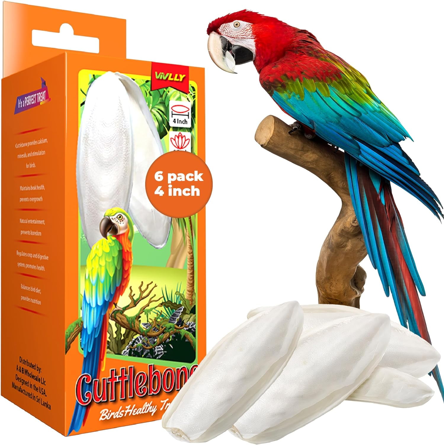 Vivlly Natural Cuttlebones 6 Pack Calcium Cuttlebone Treats Suitable ...