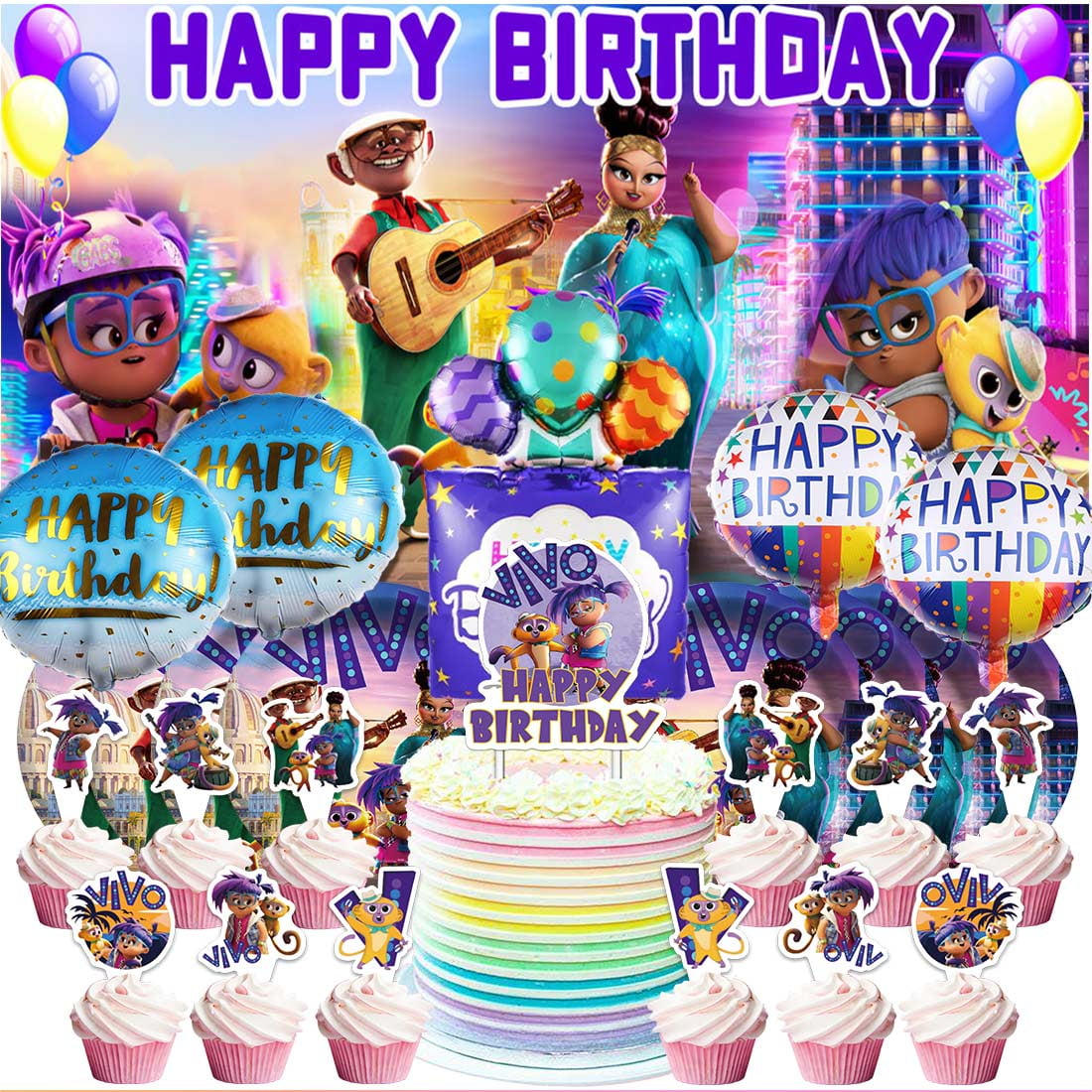 Vivo Monkey Supplies Plates Decoration Backdrop Banner Birthday Decor ...