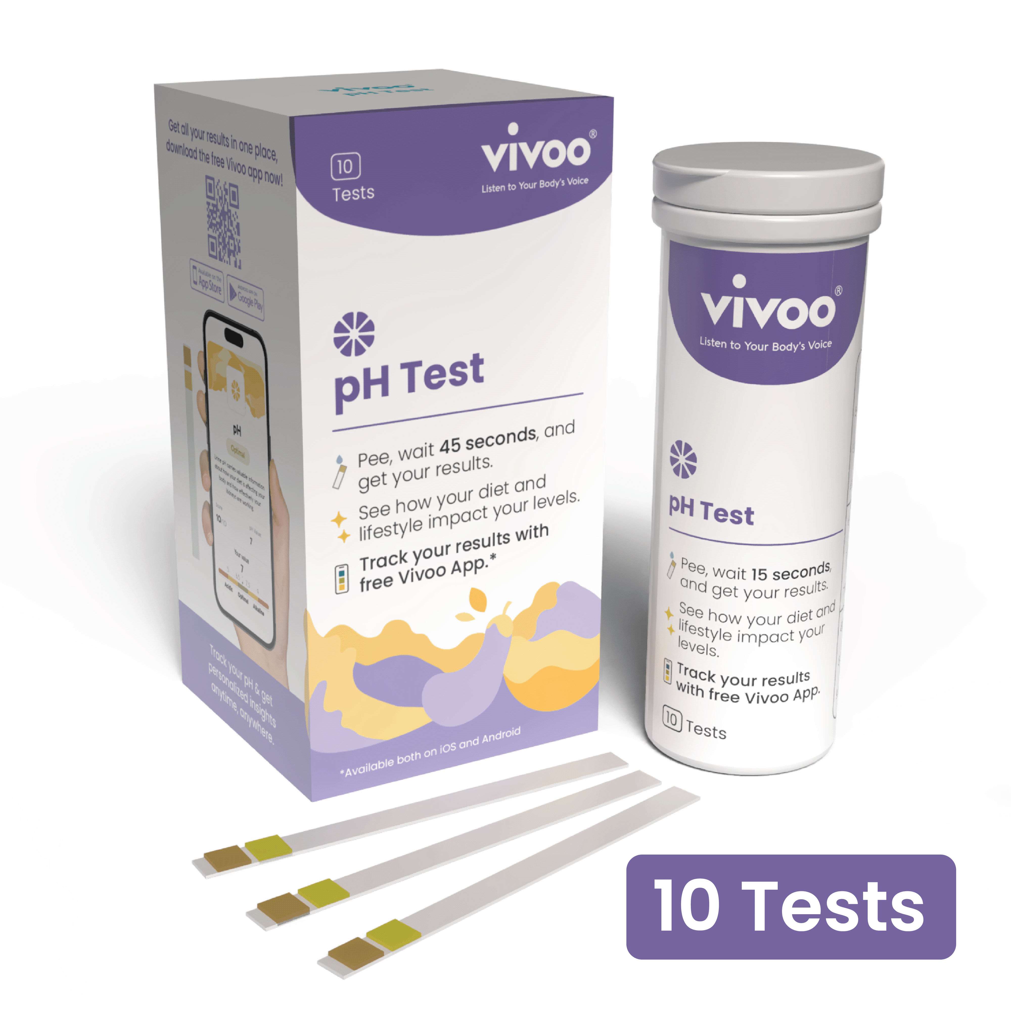 Vivoo At-Home pH Test Strips, pack for 10 Tests, Comprehensive Health ...
