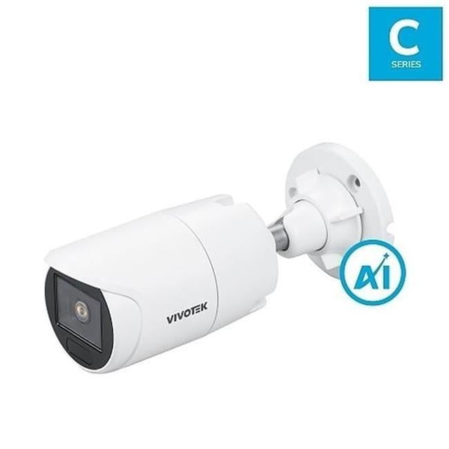 Vivotek IB9383-HV 2.8 mm 5 MP AI Analytics IP66 IK10 IR Outdoor Bullet Network Camera, White ...