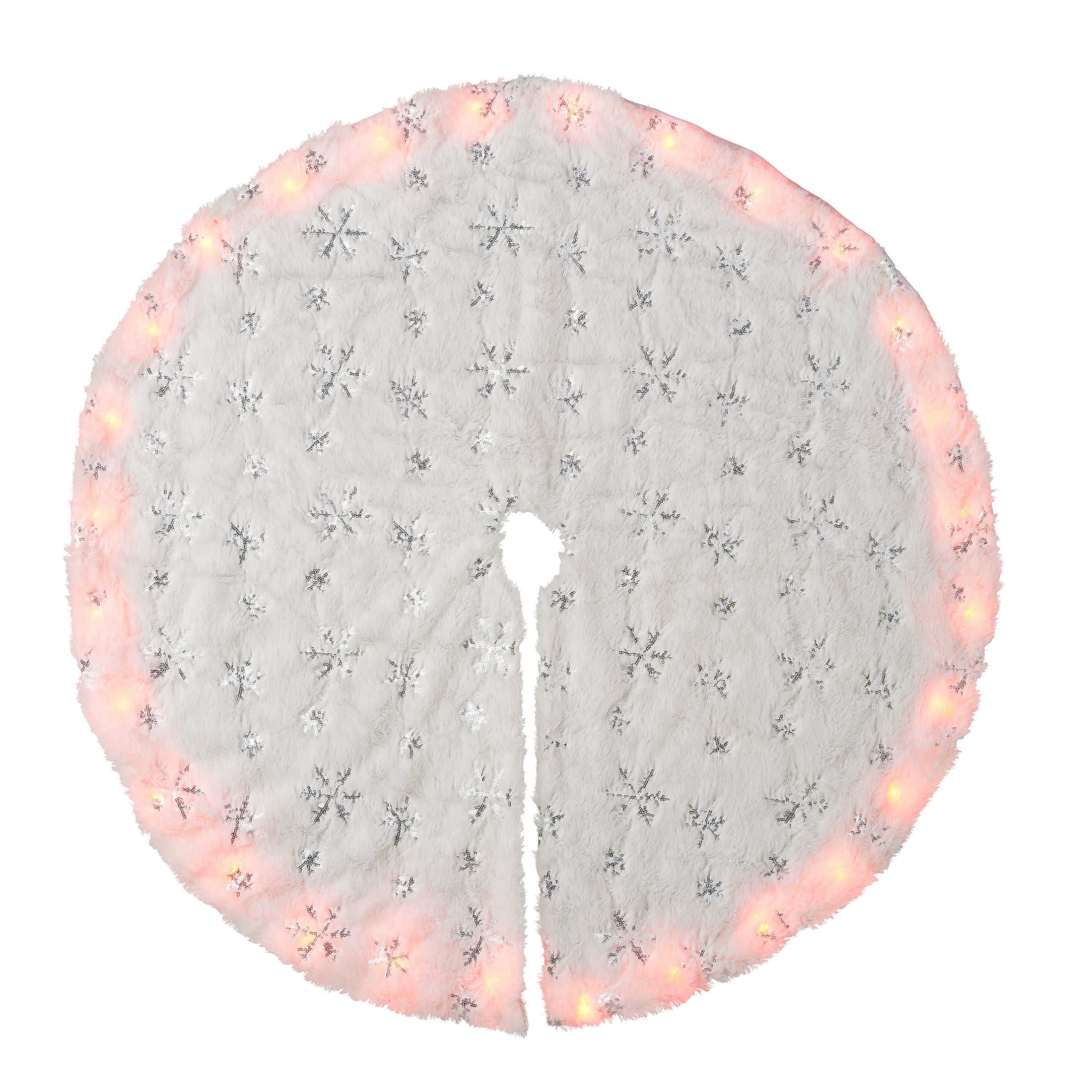 Vivvi App Based White Snowflake Tree Skirt with Lights, 42" 28 LEDs ...
