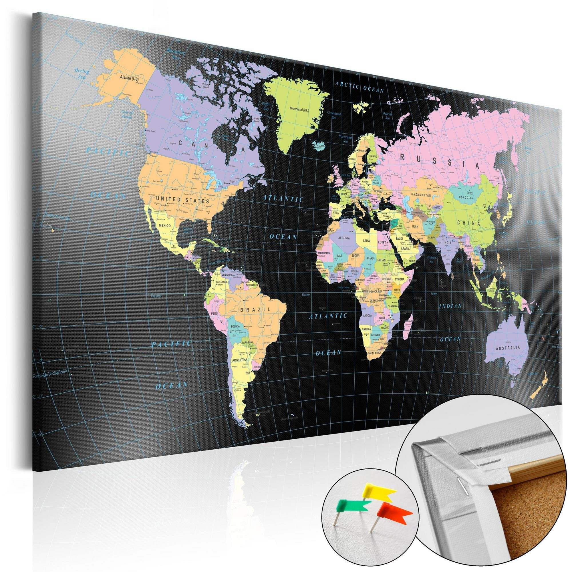 Vivyet Decorative Pinboard - Human's Kingdom [Cork Map] - Walmart.com