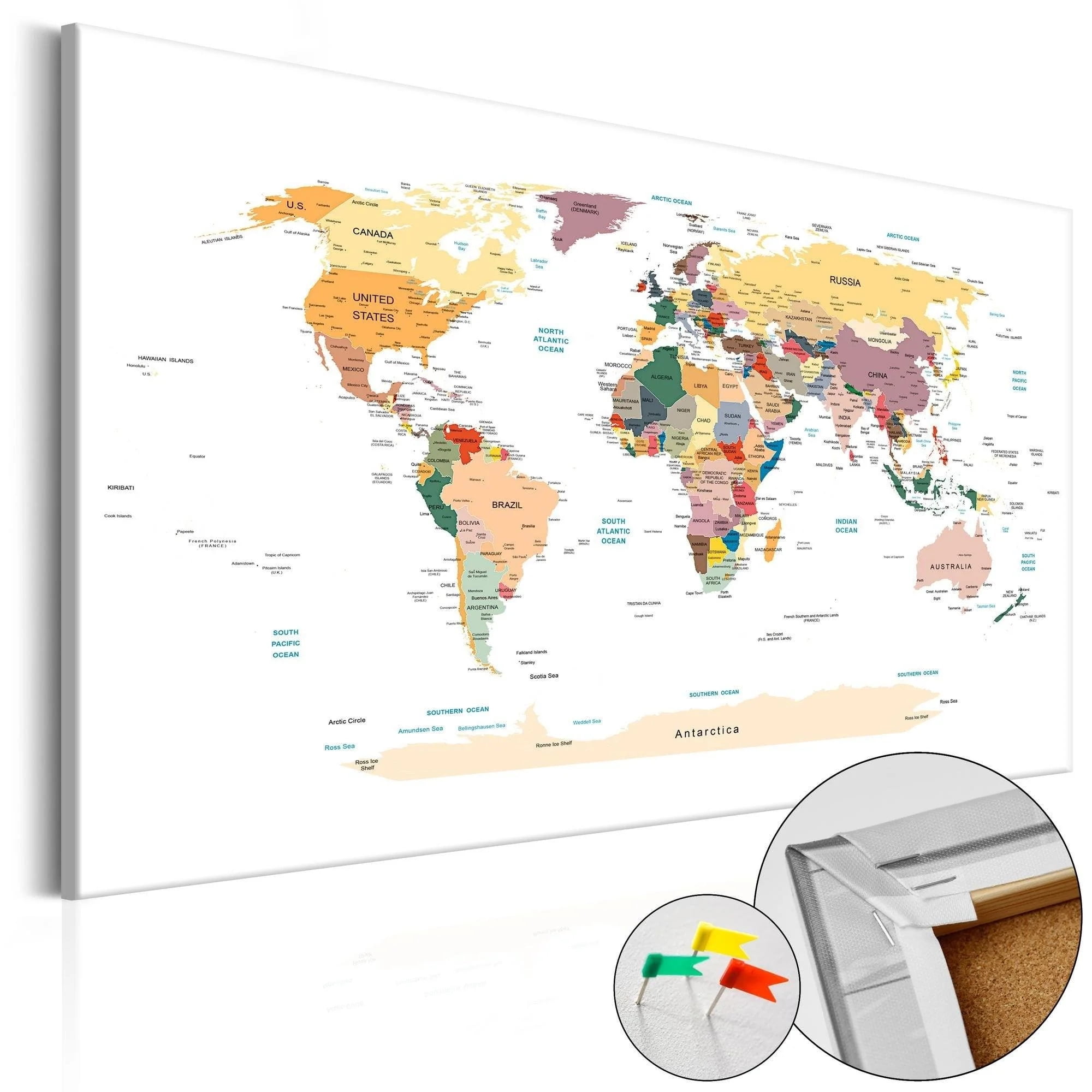 World Map Cork Pin Board - World Map On White Background - Walmart.com