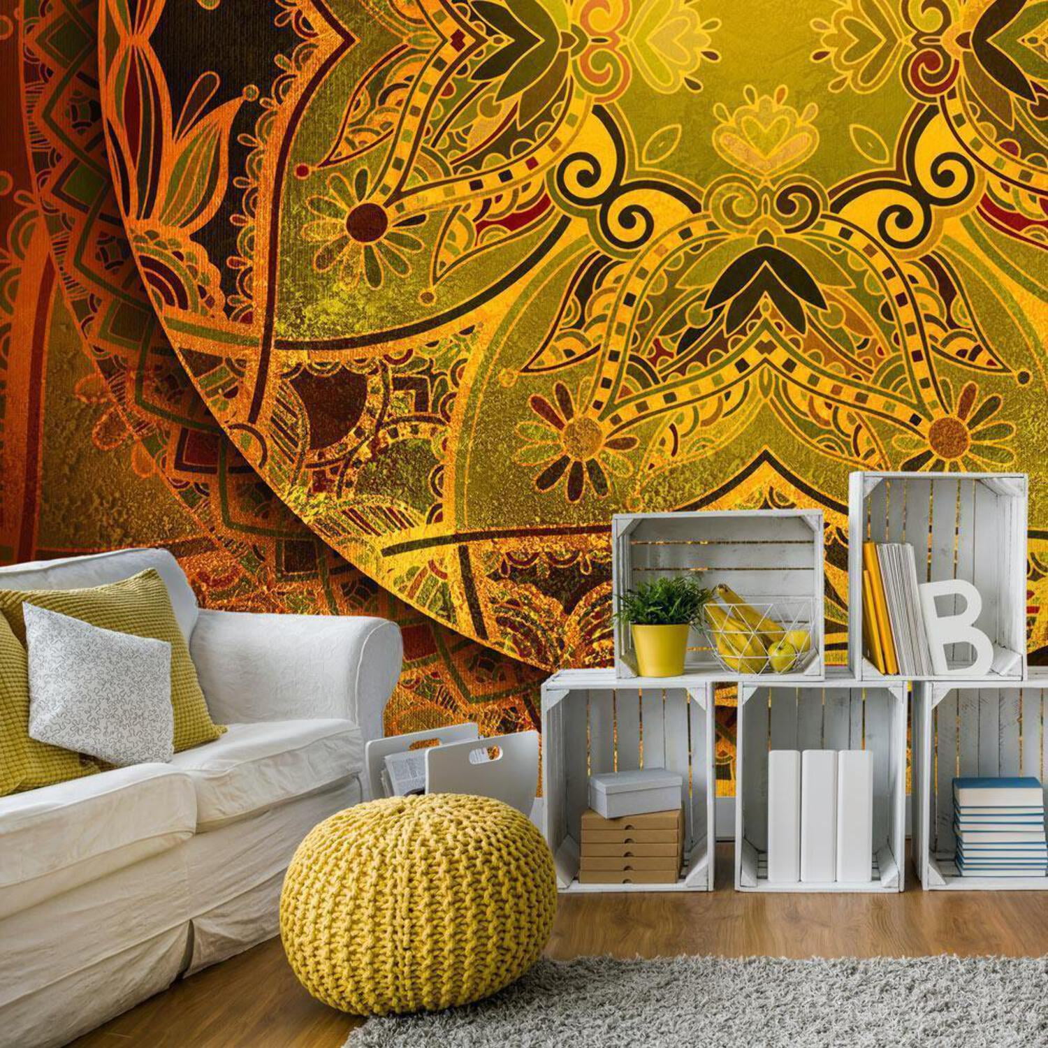 Vivyet Peel and stick wall mural - Mandala: Golden Poem - Walmart.com