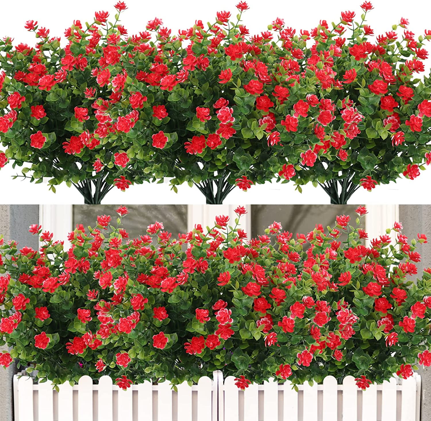 Viworld 12 Bundles Artificial Plant UV Resistant Fake Stems Plants ...