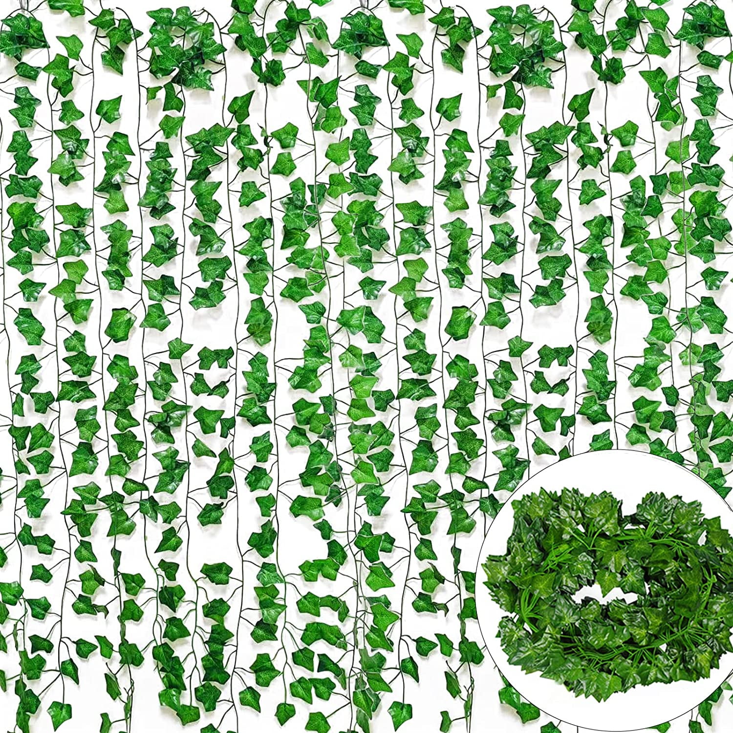 Viworld 12 Strands 84 feet Artificial Ivy Greenery Garland, Fake Vines ...