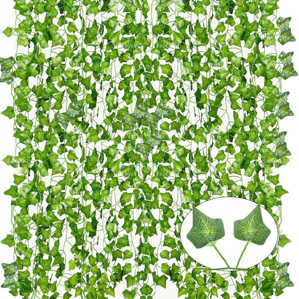 Viworld 12 strands Artificial Ivy Fake Vines for Bedroom Aesthetic, 84 ...