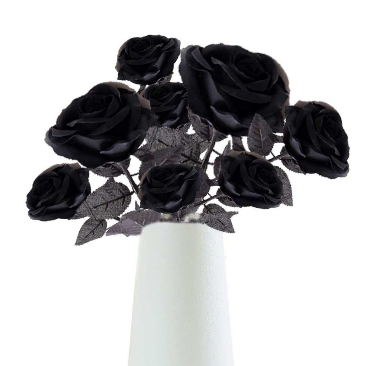 Viworld 12Pcs Artificial Black Roses Flowers Single Stem Fake Silk ...