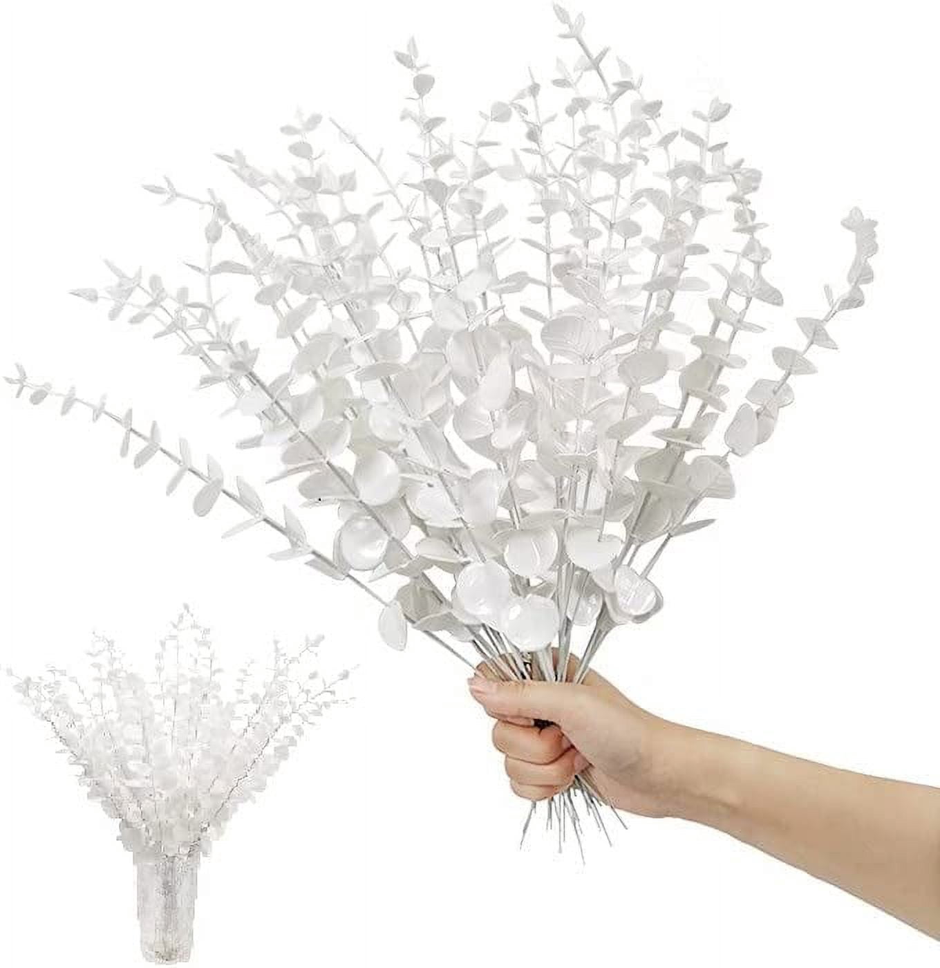 Viworld 20 PCS Artificial Eucalyptus Stems White Faux Eucalyptus Spray ...