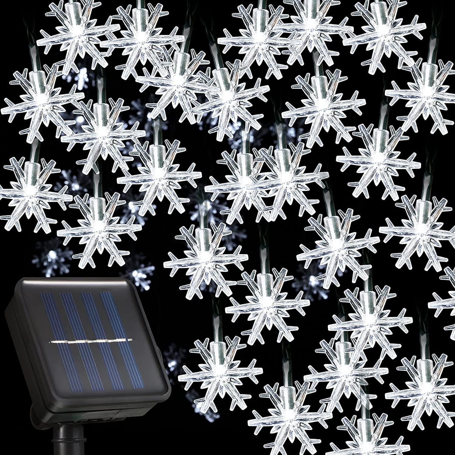 Viworld 30 LED Solar Snowflake Lights, Waterproof Fairy Lights for ...