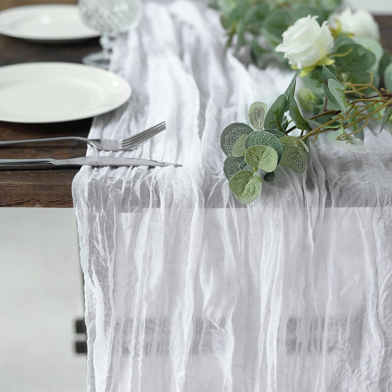 Viworld 35 x 71 inch Cheesecloth Table Runner, Boho Gauze Dining Table ...