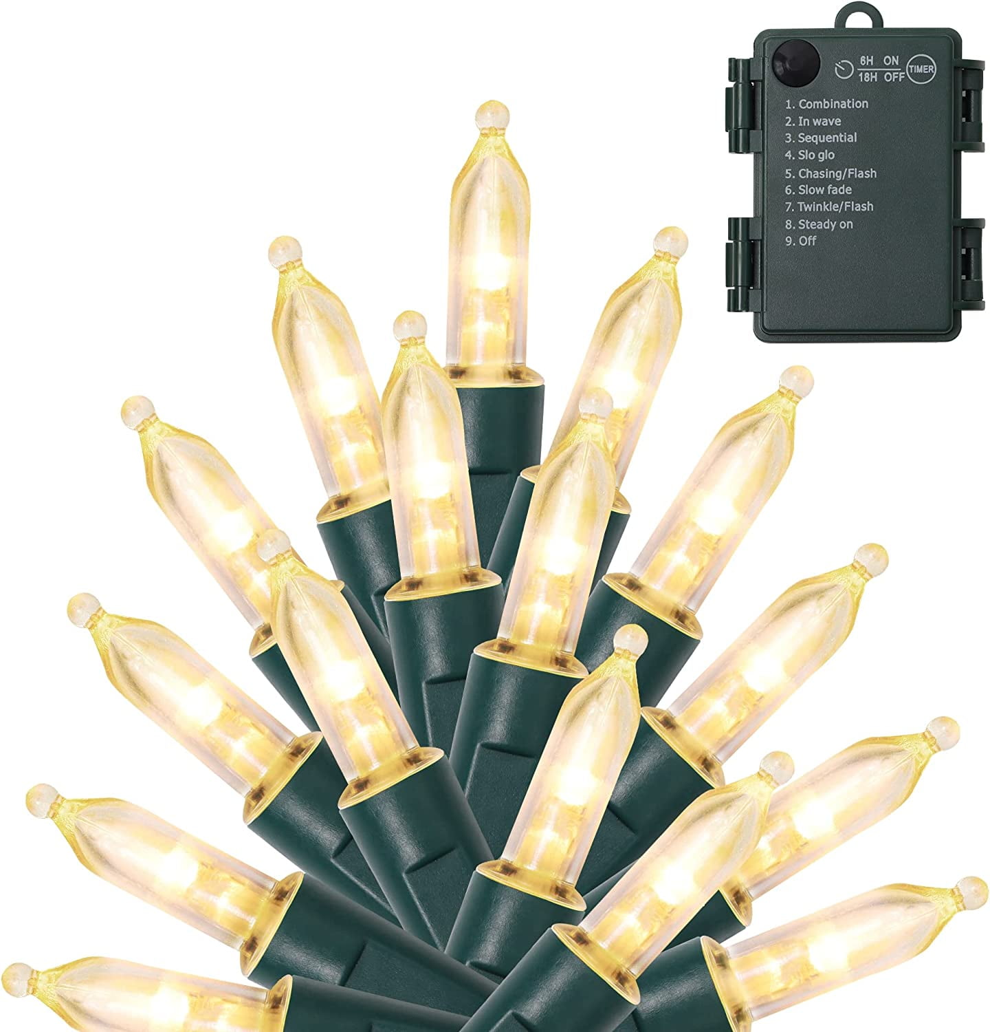 Viworld 50 LED Outdoor Christmas Lights, 16 FT Battery Operated Mini ...