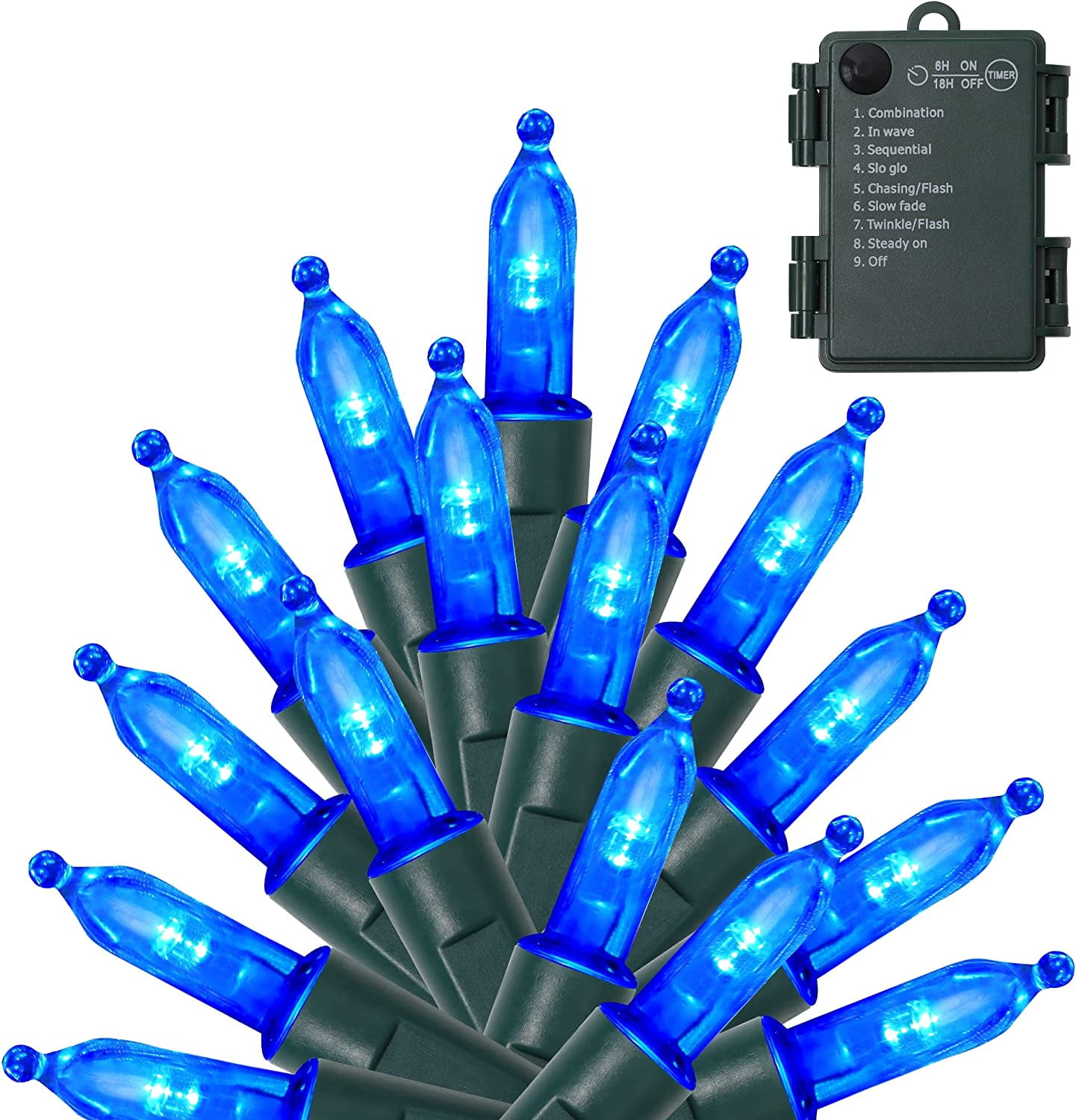 Viworld 50 LED Outdoor Christmas Lights, 16 FT Battery Operated Mini ...