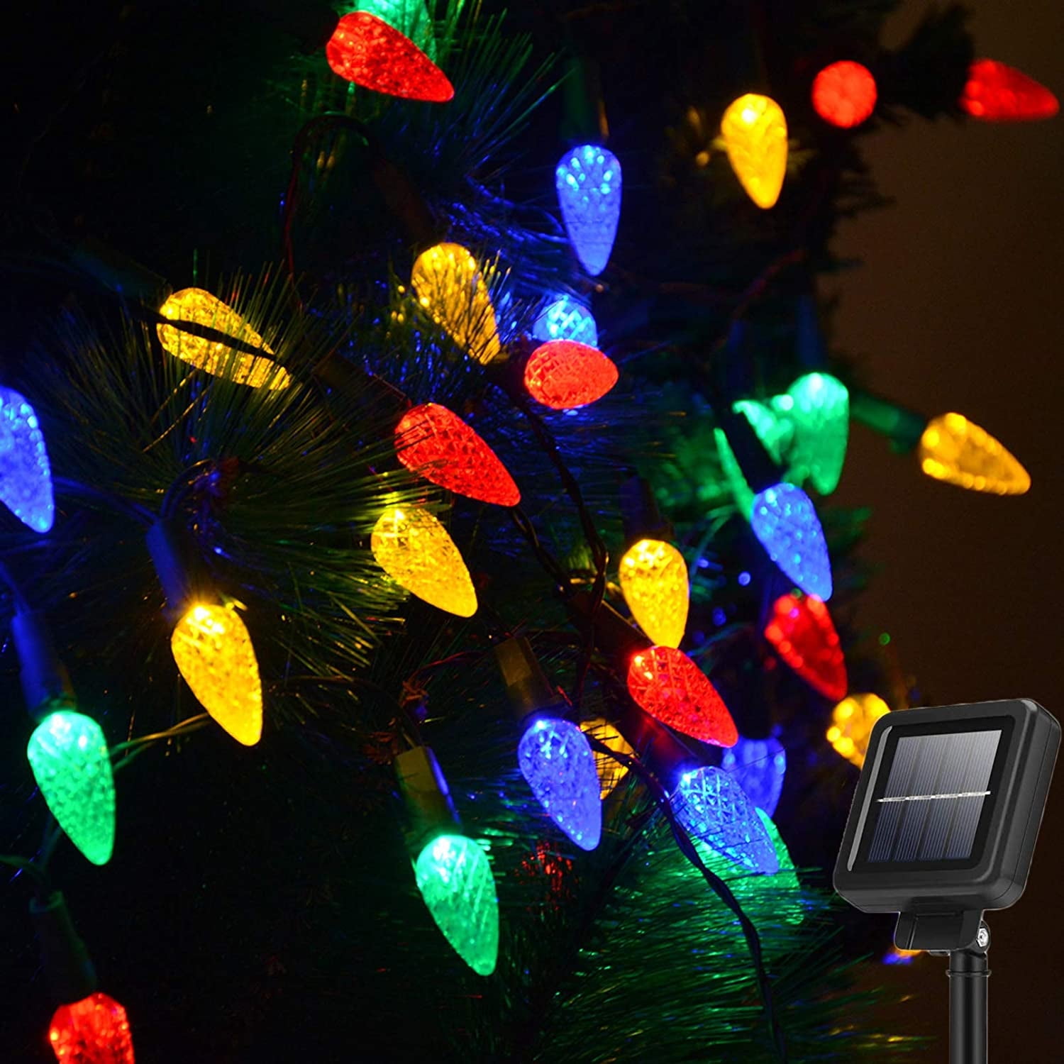 Viworld 50LEDs Solar Christmas String Lights Outdoor C6 Strawberry ...