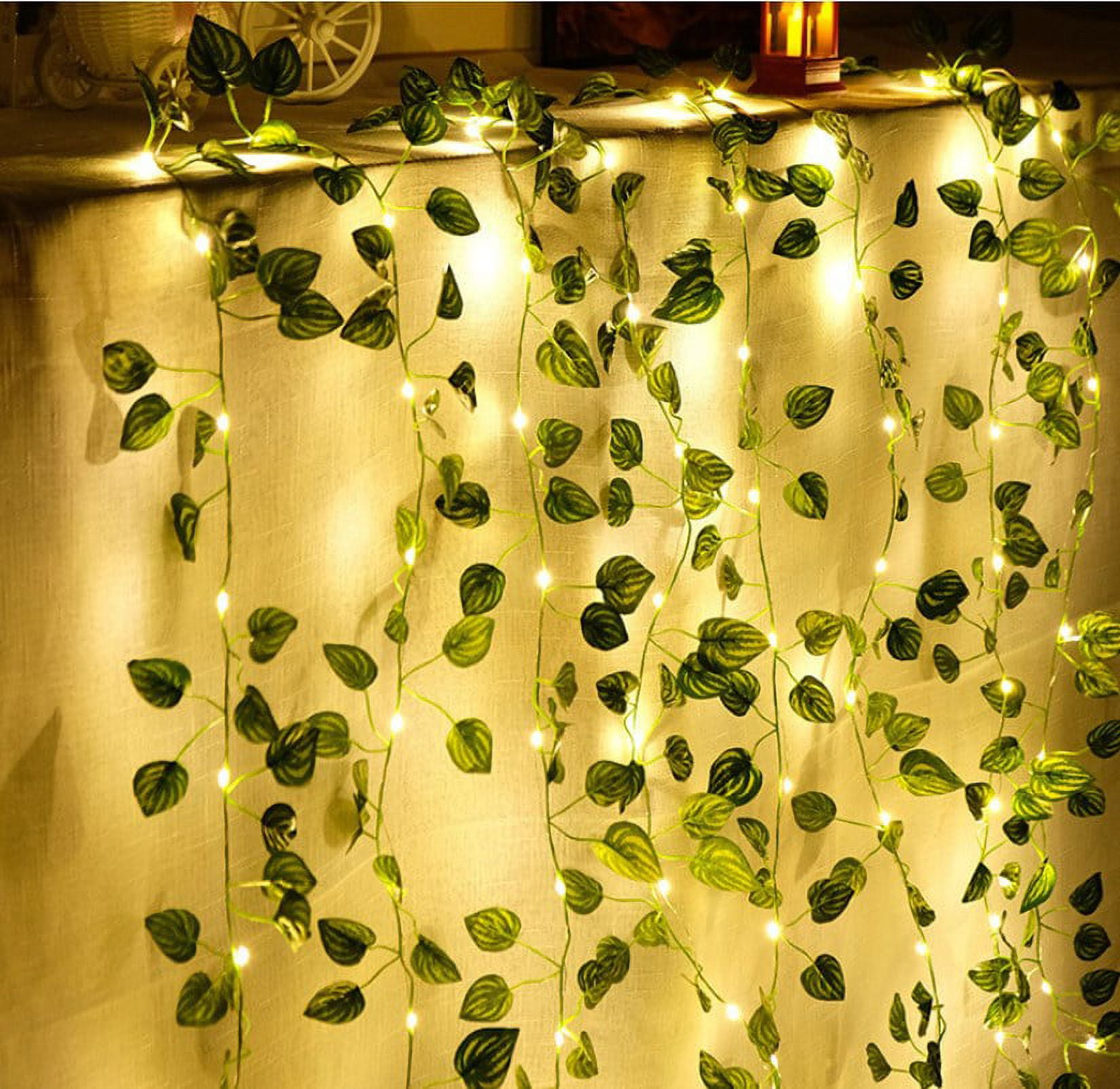 Viworld 5M 50LED Artificial Plants String Lights Green Leaf Ivy Vine ...