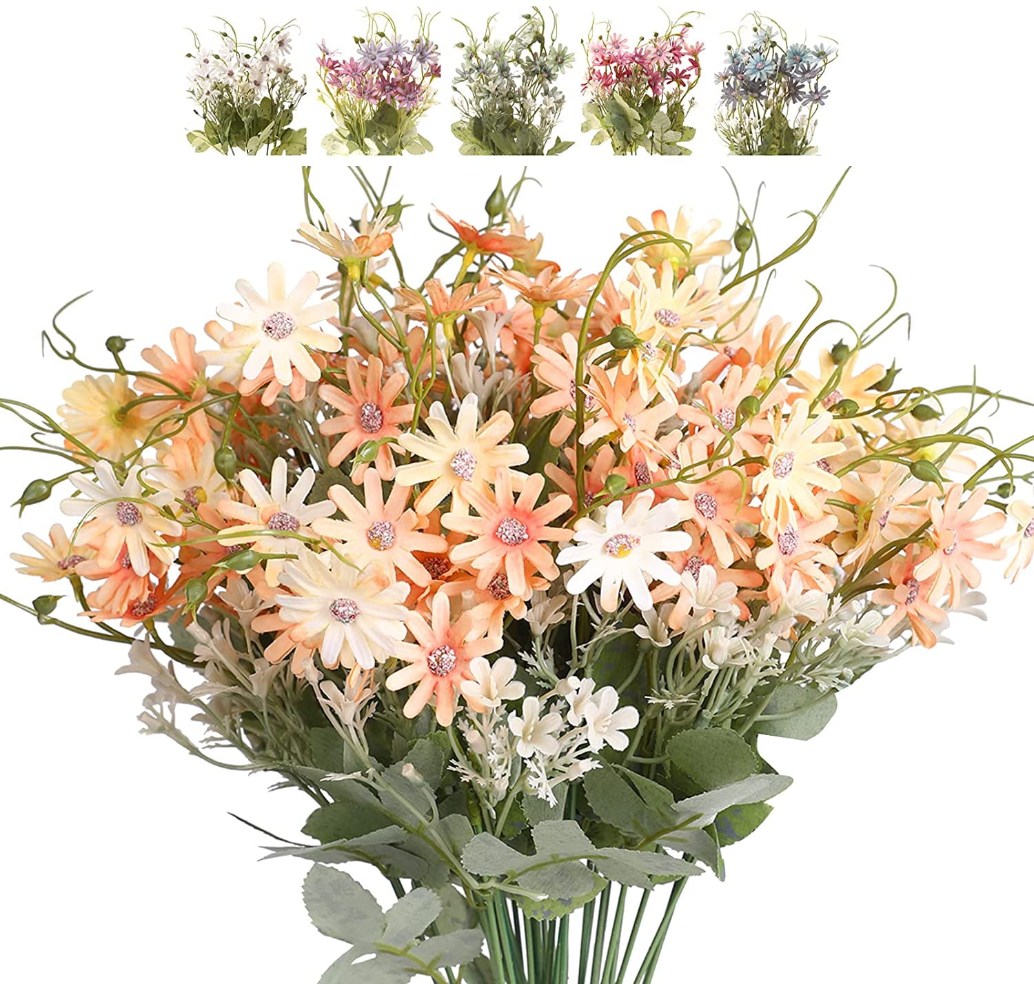 Viworld 6 pcs Wildflowers Artificial Flowers Outdoor Fake Daisy UV ...