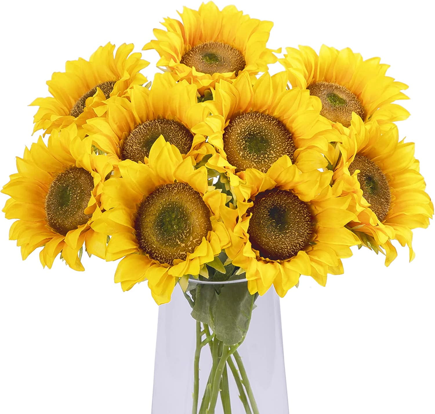 Viworld 6PCS Artificial Flowers Sunflowers with Stems Bouquet Look Real ...