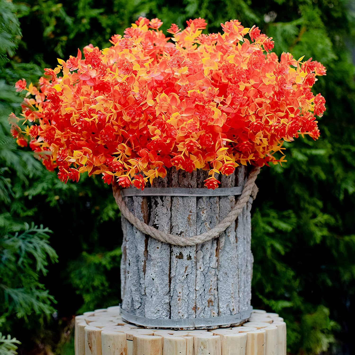 Viworld Artificial Mums for Outdoors Fake Plants - 12 Bundles Outside ...