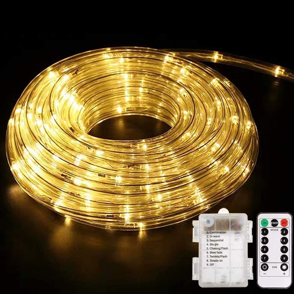 Viworld Battery Operated LED Rope Lights, Warm White String Lights ...