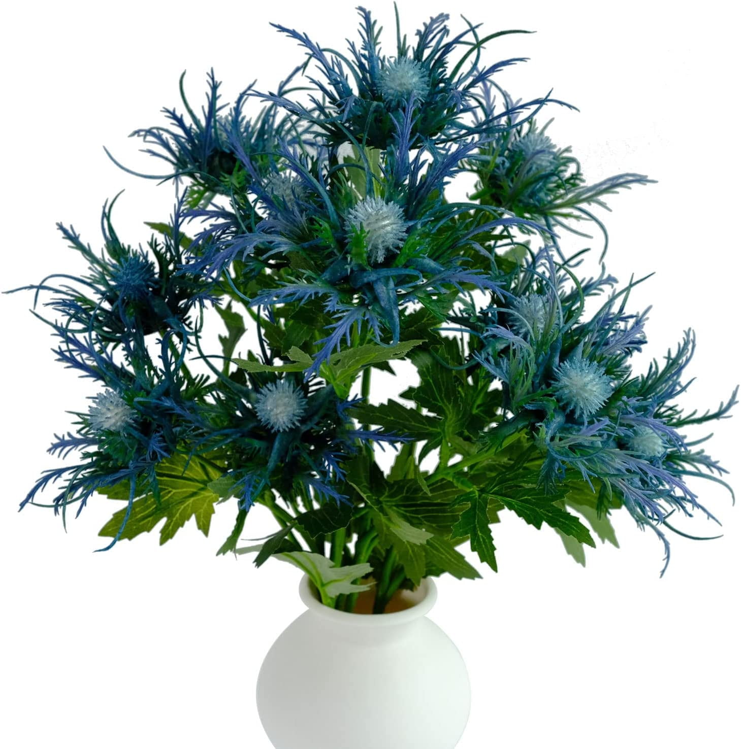 Viworld Blue Artificial Thistle Flowers Bouquet 4 Packs 26 inches 3 ...