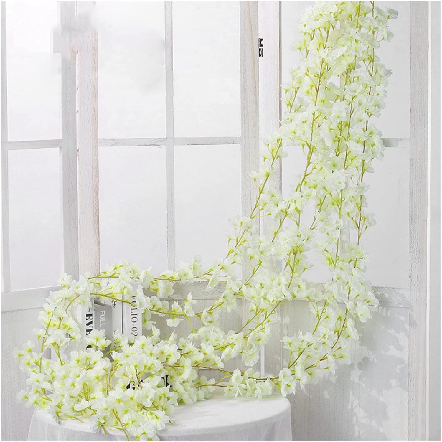 Viworld Fake Flowers Artificial Flowers Cherry Blossom Vine Rattan Wall ...