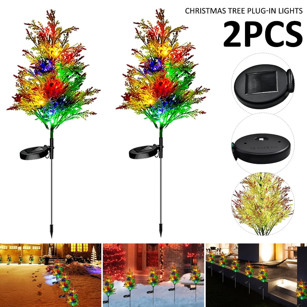 Viworld LED Solar Tree Lights, 2Pack Multi-Color Christmas Tree Lights ...