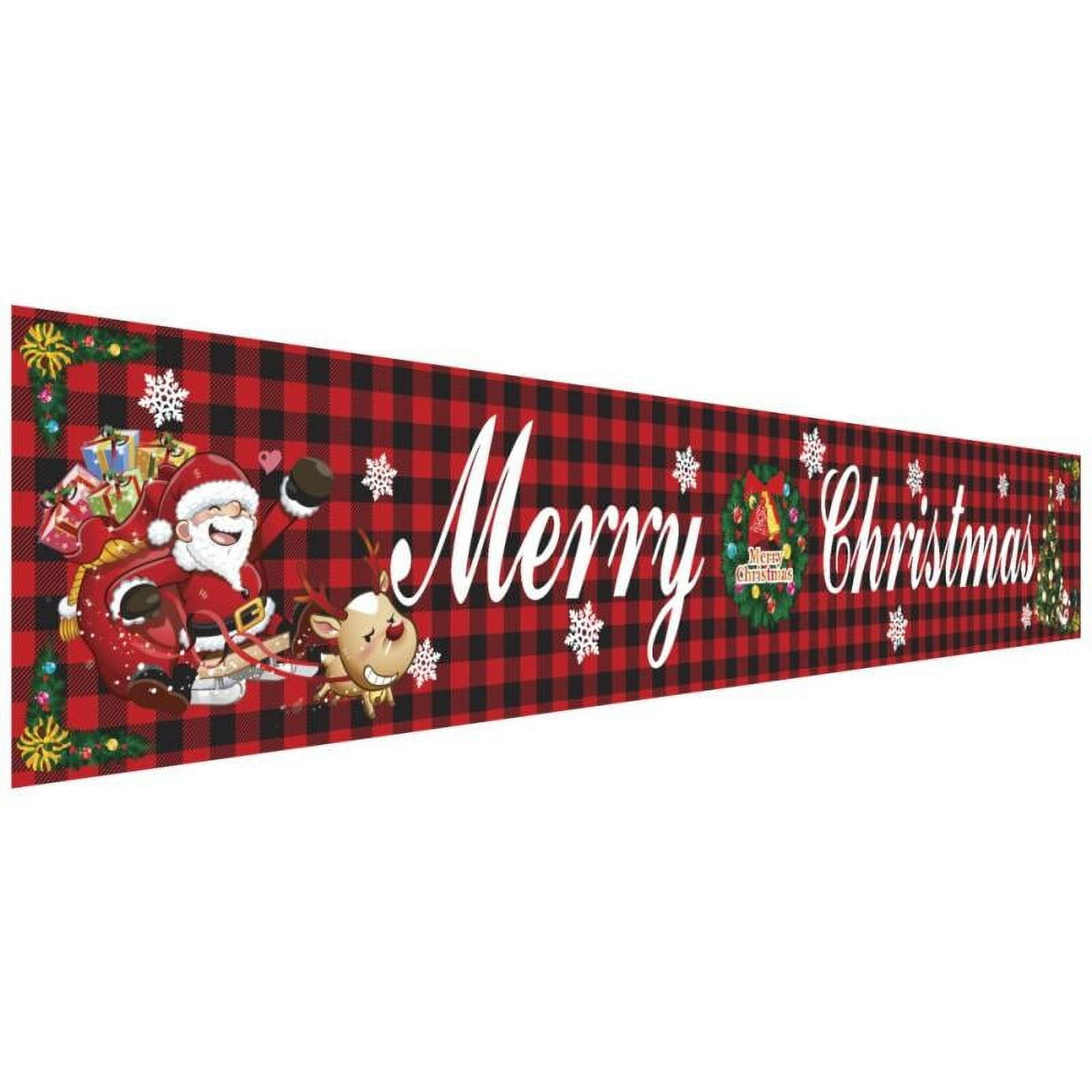 Viworld Large Merry Christmas Banner | Outdoor Red Grid Christmas ...