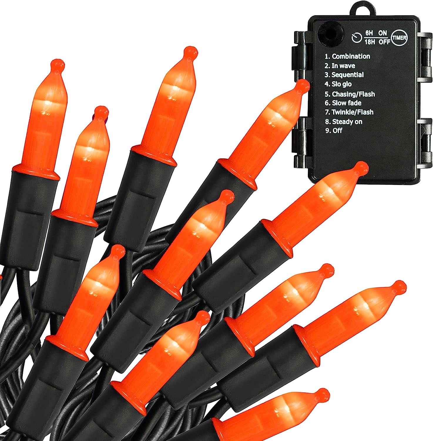 Viworld Orange Battery Operated Christmas Lights, 1 Pack 50 LED 16FT ...