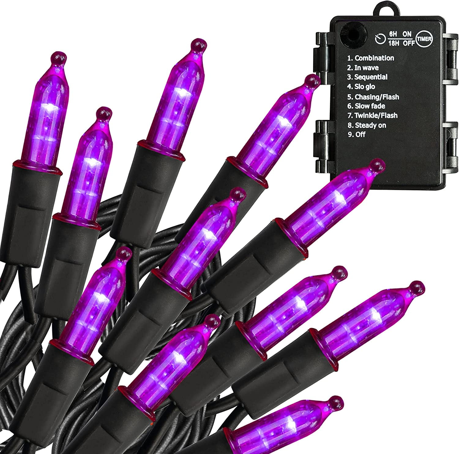 Viworld Purple Battery Operated Christmas Lights, 1 Pack 50 LED 16FT ...
