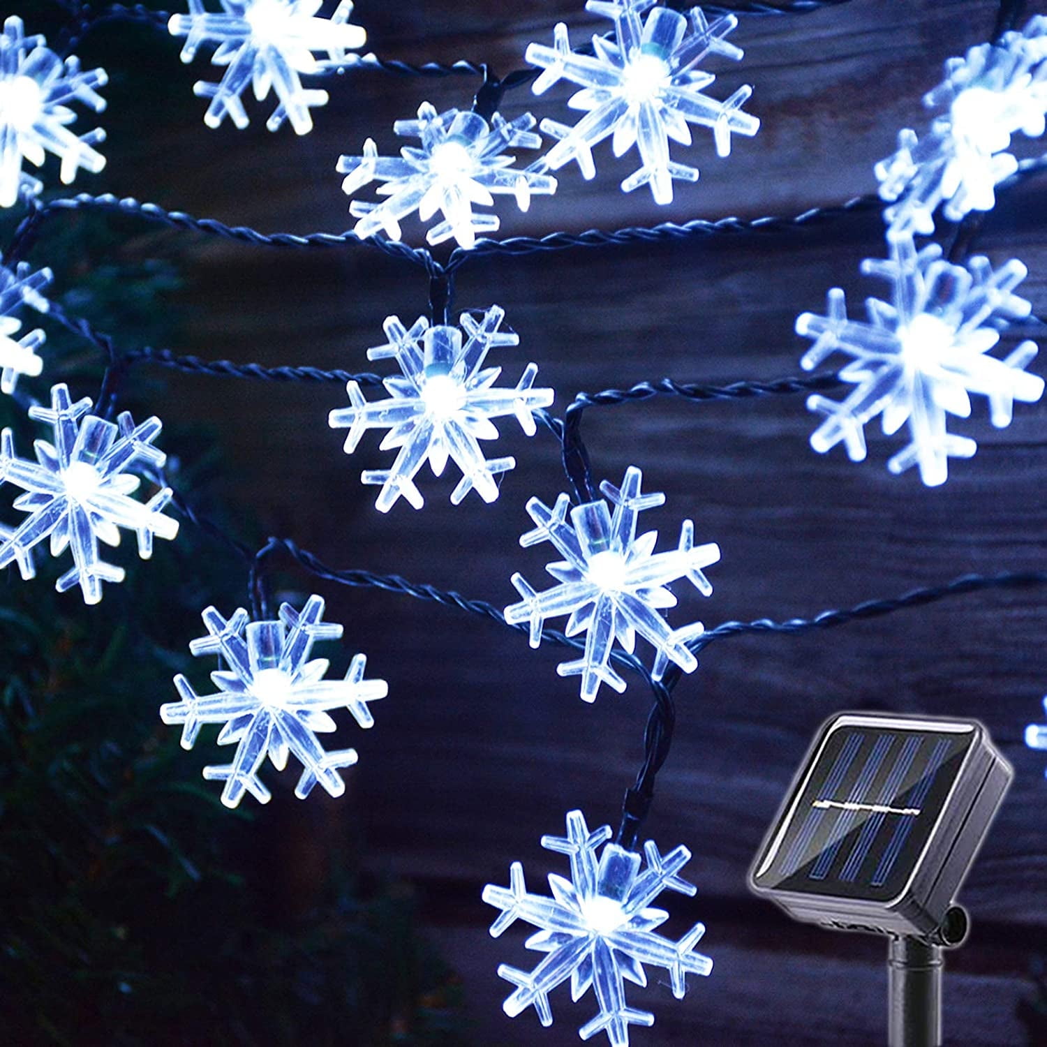 Viworld Solar Snowflake Outdoor String Lights, 16ft 20 LED Waterproof ...