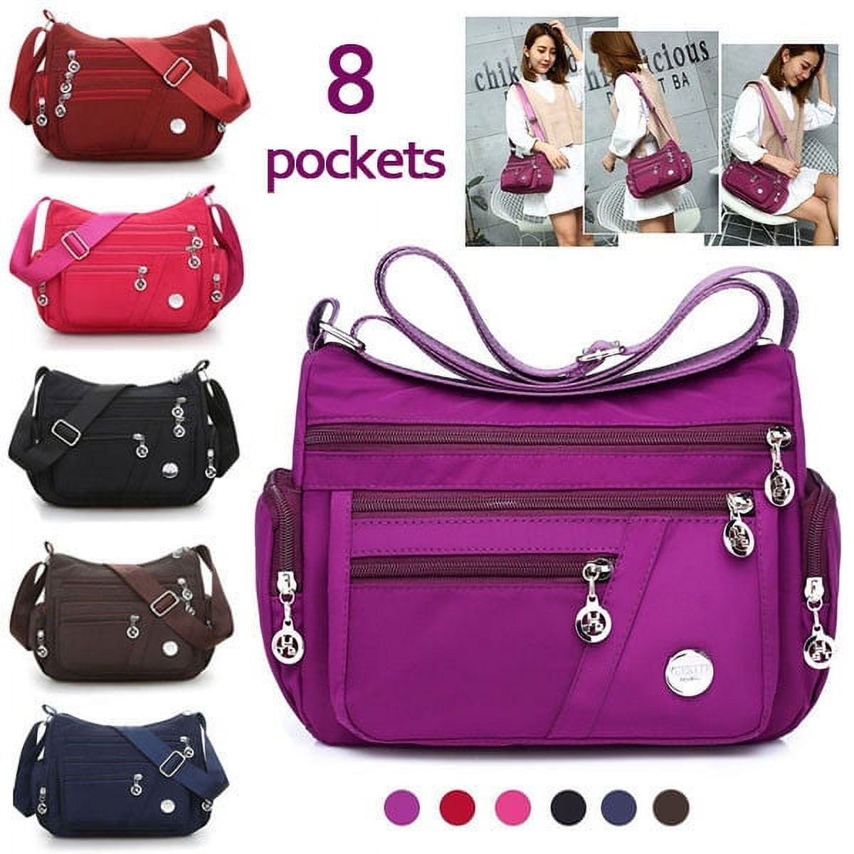 Viworld Women Multi Pockets Crossbody Bag Waterproof Nylon Single ...