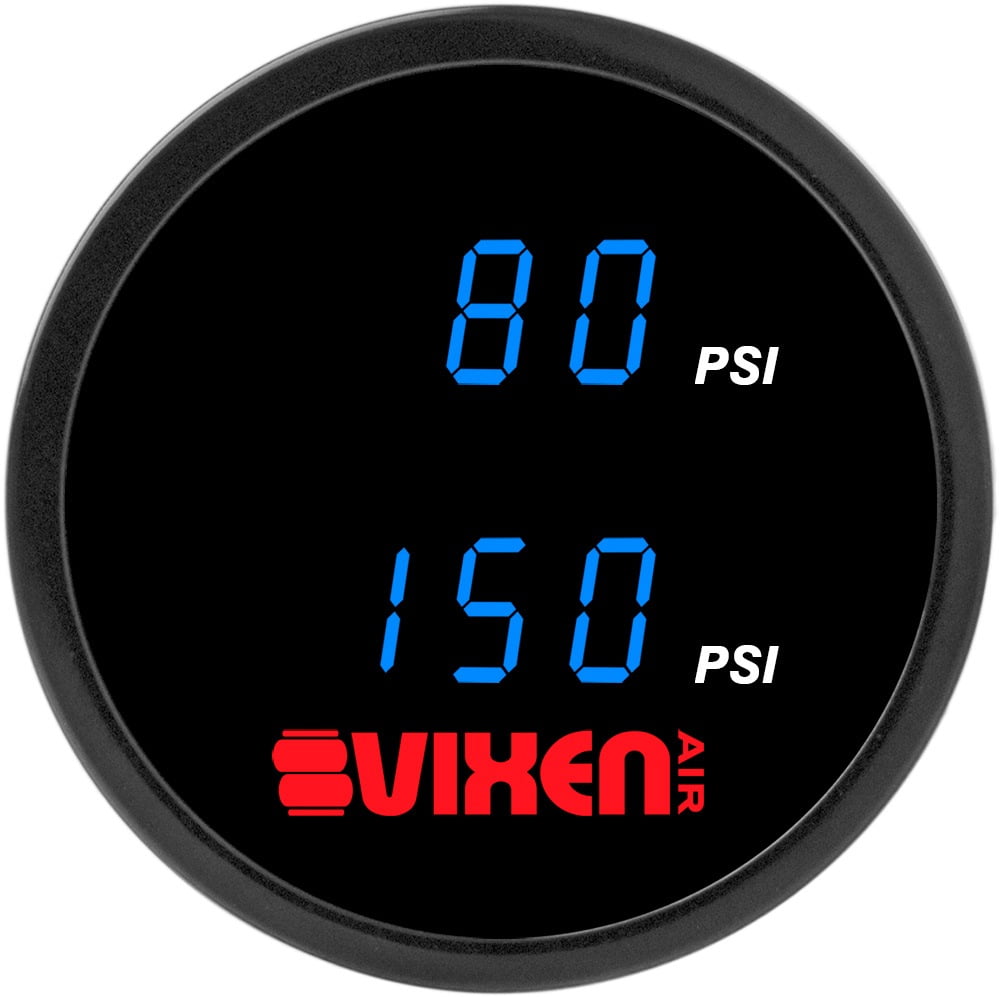 Vixen Air 2" Universal Dual Display Digital Air Pressure Gauge with Two ...