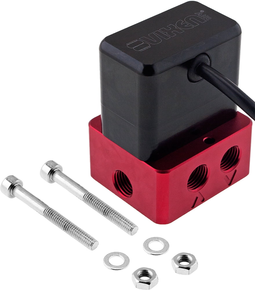 Vixen Air Suspension Valve Manifold 1/4" NPT Kit (Red) with 2 Air Ride ...
