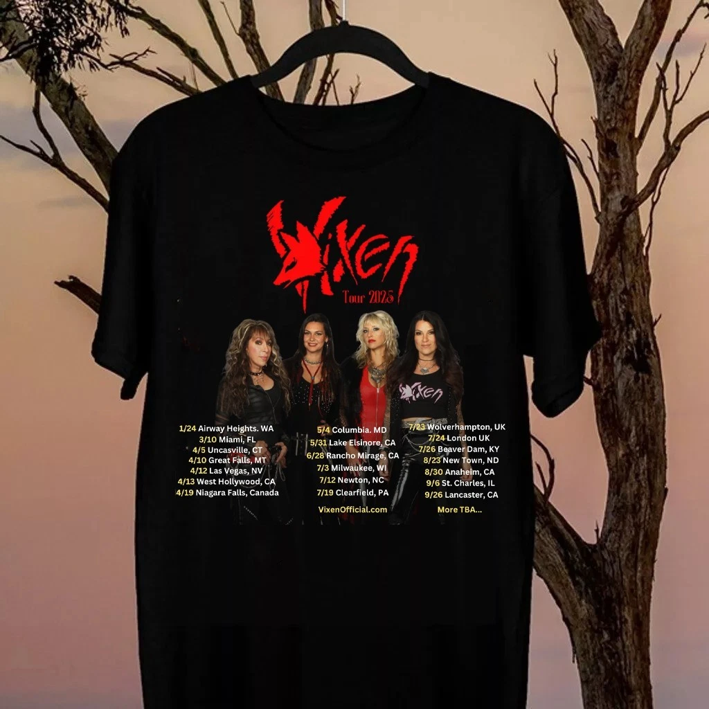 Vixen Band Tour 2025 Black Full Size Shirt Gift Fan - Walmart.com