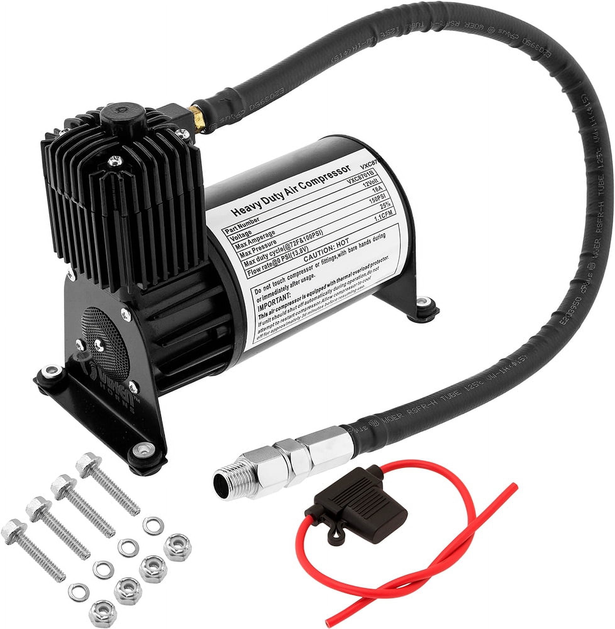 Vixen Horns Heavy Duty Onboard Air Compressor 150 PSI. Universal ...