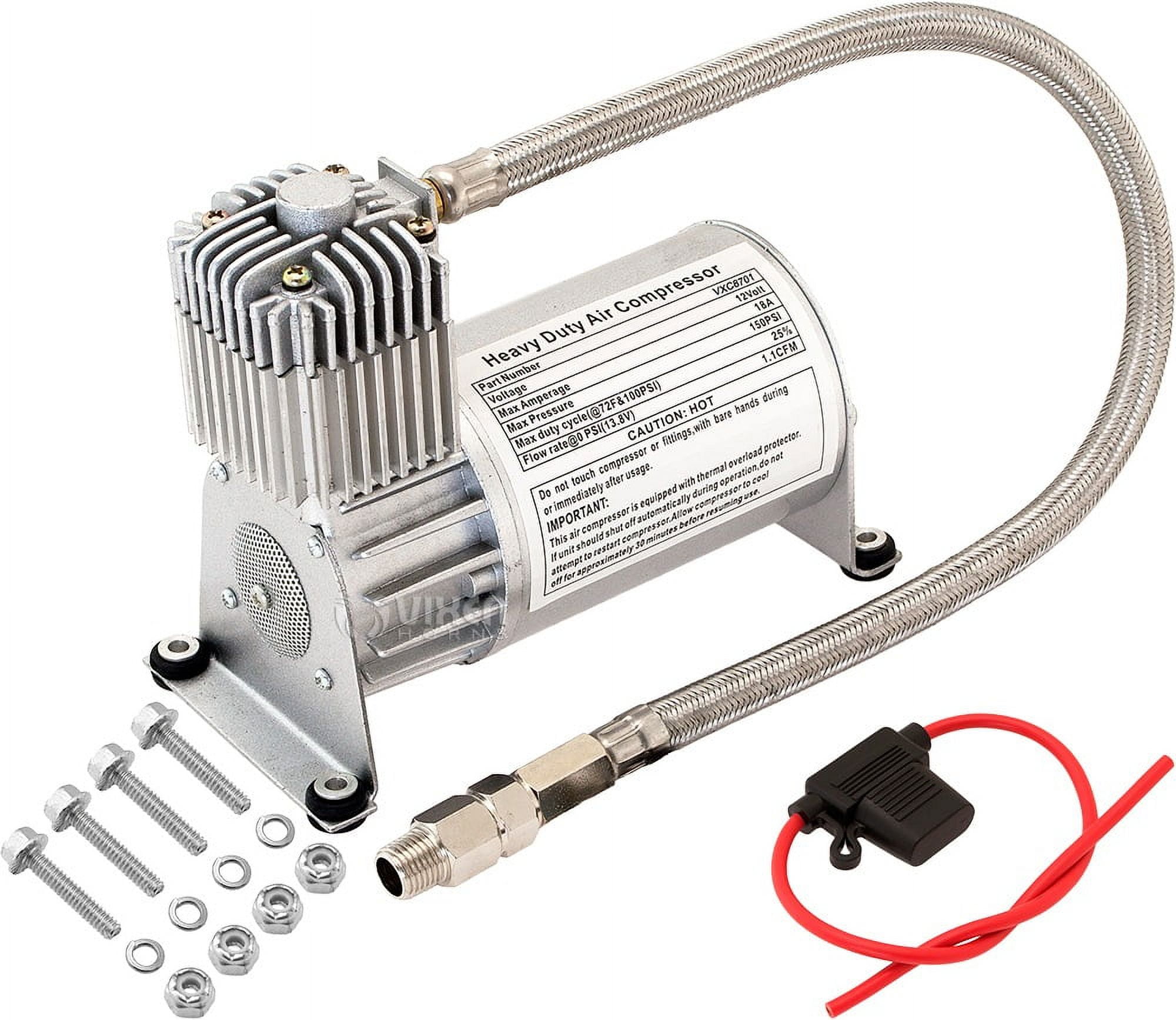 Vixen Horns Heavy Duty 150 PSI Onboard Air Compressor for Automotive ...