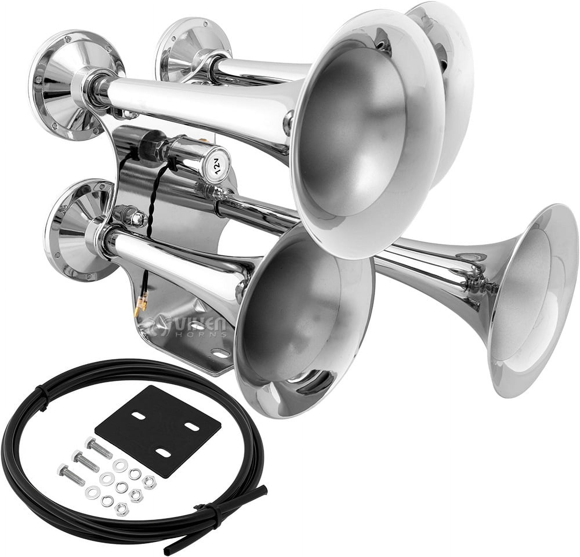 Vixen Horns Loud 152dB 4/Quad Trumpet Train Air Horn with 12V Solenoid ...
