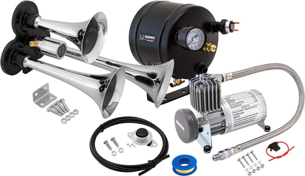 Vixen Horns Train Horn Kit for Trucks/Car/Semi. Complete Onboard System ...