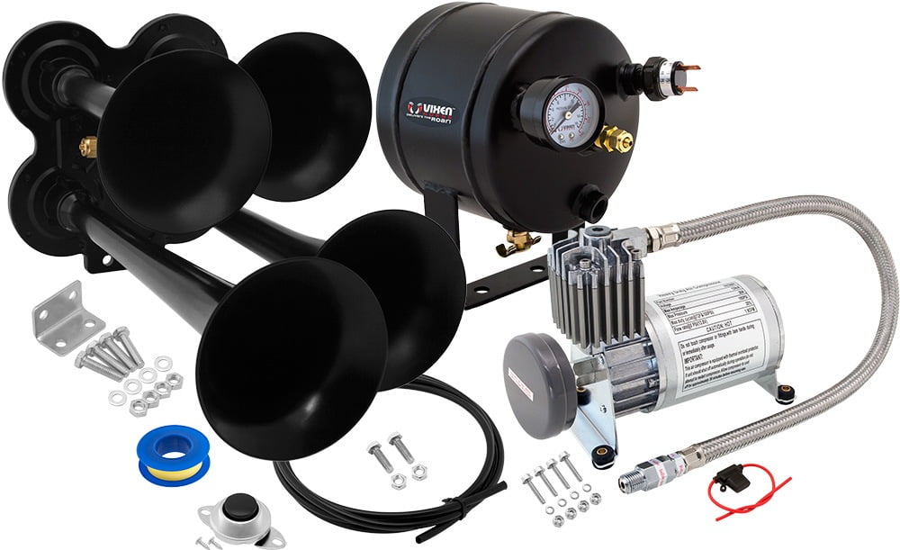 Vixen Horns Train Horn Kit for Trucks/Car/Semi. Complete Onboard System ...