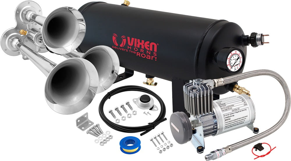 Vixen Horns Train Horn Kit for Trucks/Car/Semi. Complete Onboard System ...