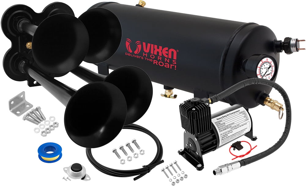 Vixen Horns Train Horn Kit for Trucks/Car/Semi. Complete Onboard System ...