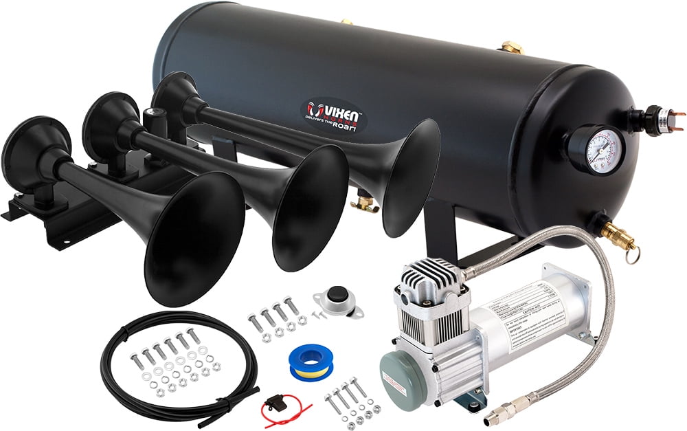 Vixen Horns Train Horn Kit for Trucks/Car/Semi. Complete Onboard System ...