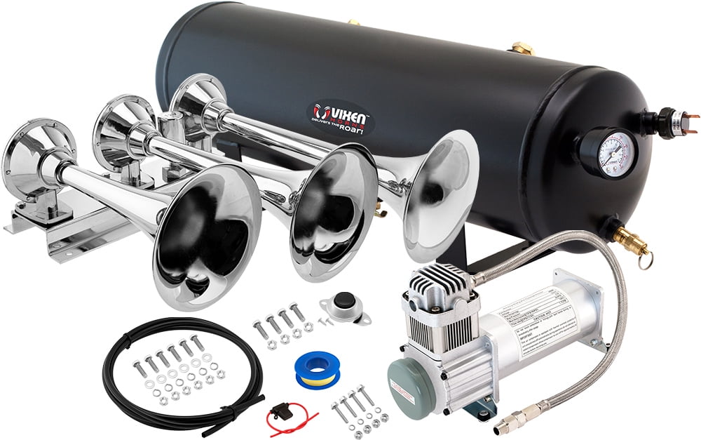 Vixen Horns Train Horn Kit for Trucks/Car/Semi. Complete Onboard System ...