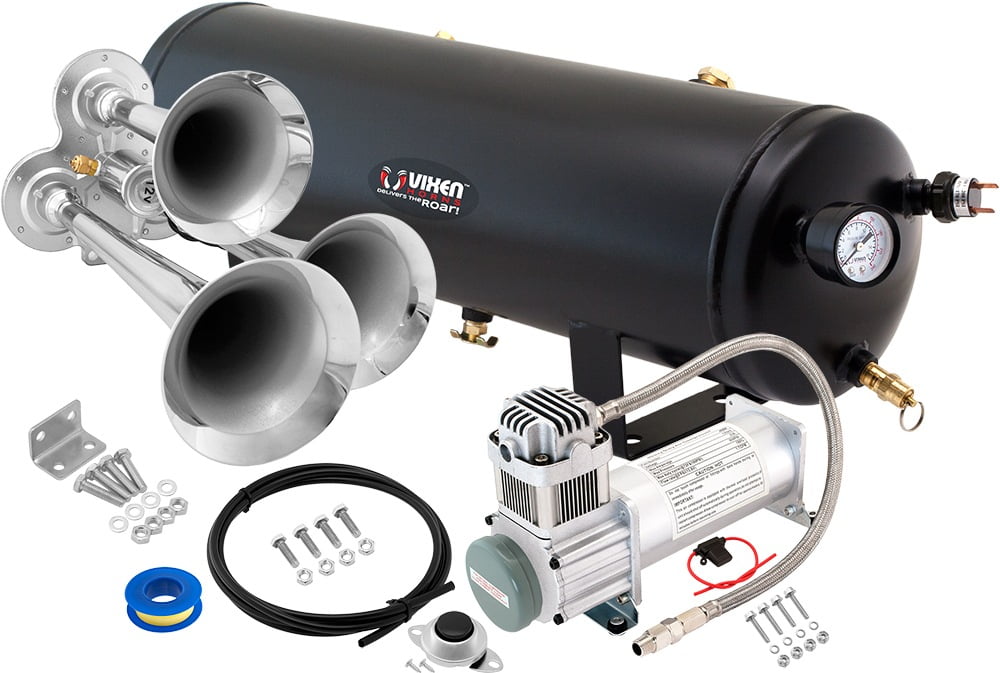 Vixen Horns Train Horn Kit for Trucks/Car/Semi. Complete Onboard System ...
