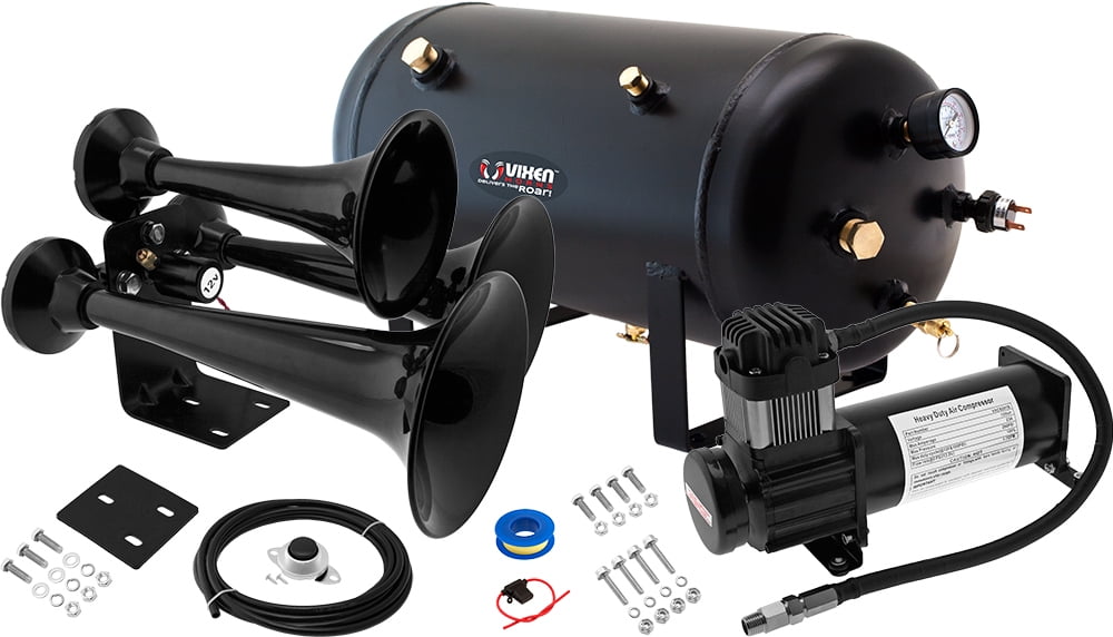 Vixen Horns Train Horn Kit for Trucks/Car/Semi. Complete Onboard System ...