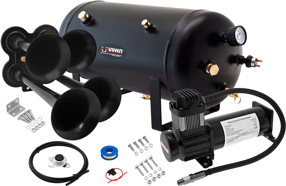 Vixen Horns Train Horn Kit for Trucks/Car/Semi. Complete Onboard System ...