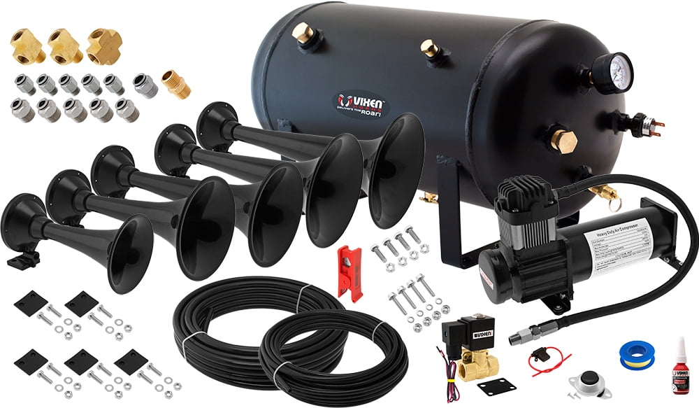 Vixen Horns Train Horn Kit for Trucks/Car/Semi. Complete Onboard System ...