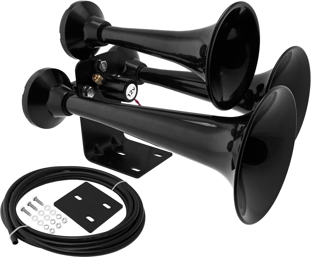 Vixen Horns Train Horn for Truck/Car. 3 Air Horn Black Heavy Duty ABS ...