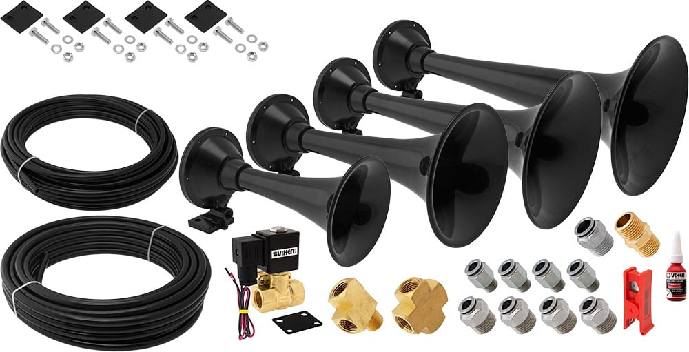 Vixen Horns Train Horn for Truck/Car. Heavy Duty ABS 4 Air Horn Black ...